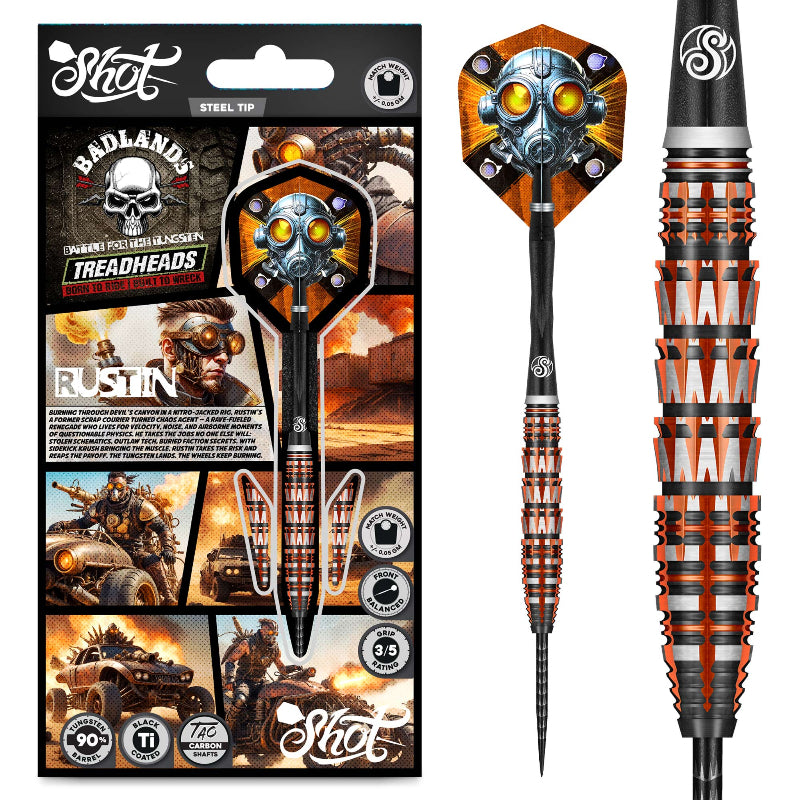 Badlands Rustin Steel Tip Dart Set 90% Tungsten Barrels – Aussie Dart ...